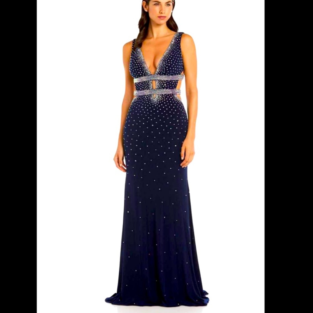 Jovani Size 0 Crystal Embellish Fitted Prom Dress - Gem